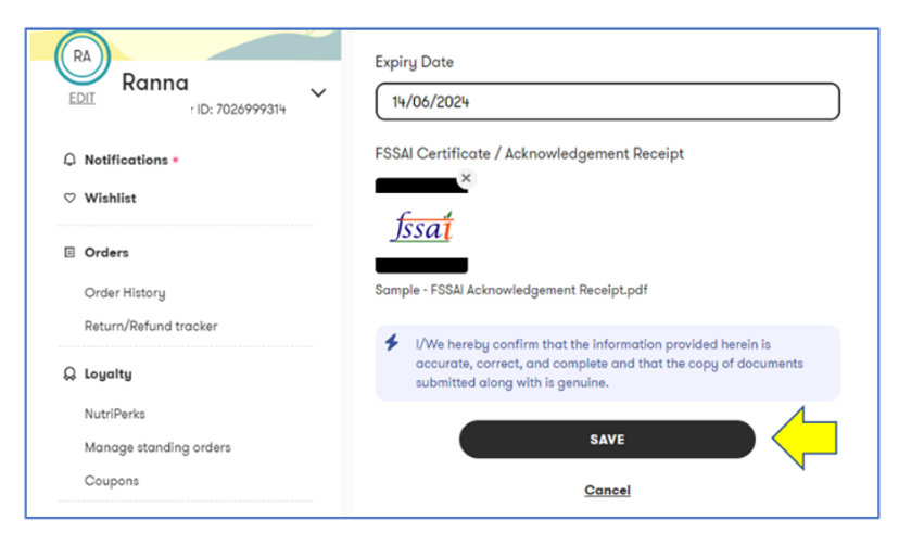 How to update FSSAI details on Amway Website? – Amway Care