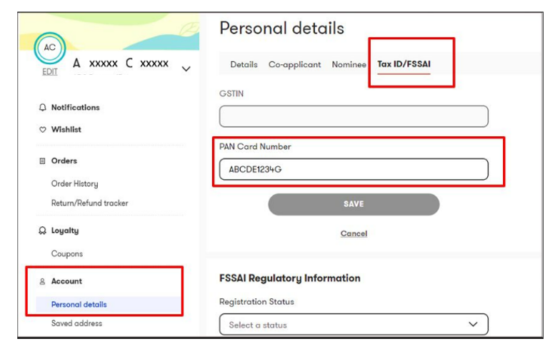 What are the steps to Update / Edit Pan card number on Website ...